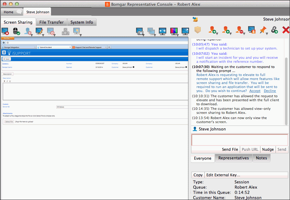 Using Bomgar Chat and Remote Control Functionality